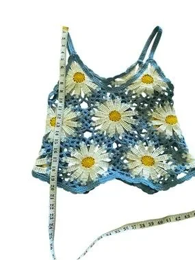 Tops | Crochet Crop Top Boho Festival Hippie Shirt Daisy Bohemian Cami ...